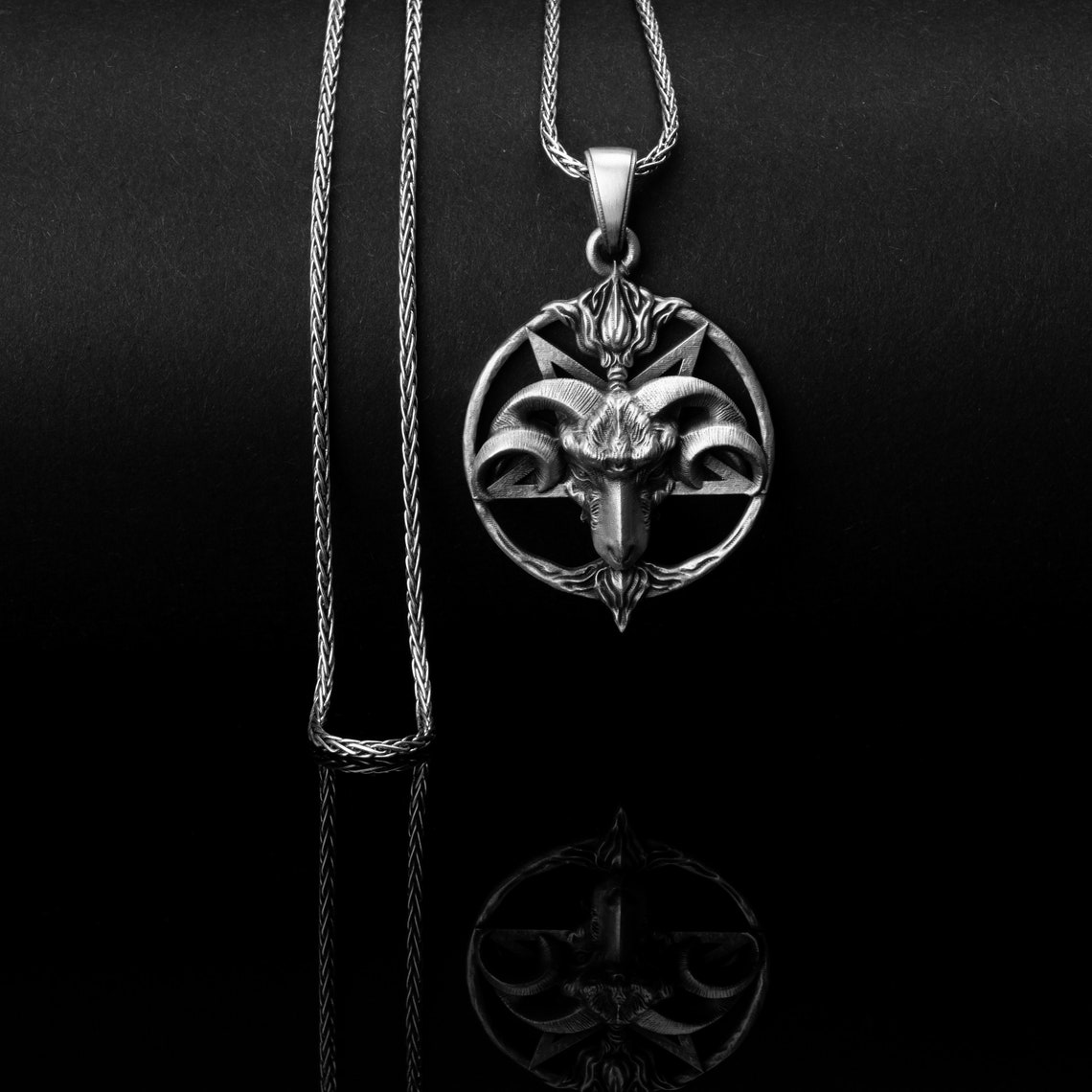Baphomet Talisman, Satanic Pendant, Occult Necklace, Goat Head Pendant ...