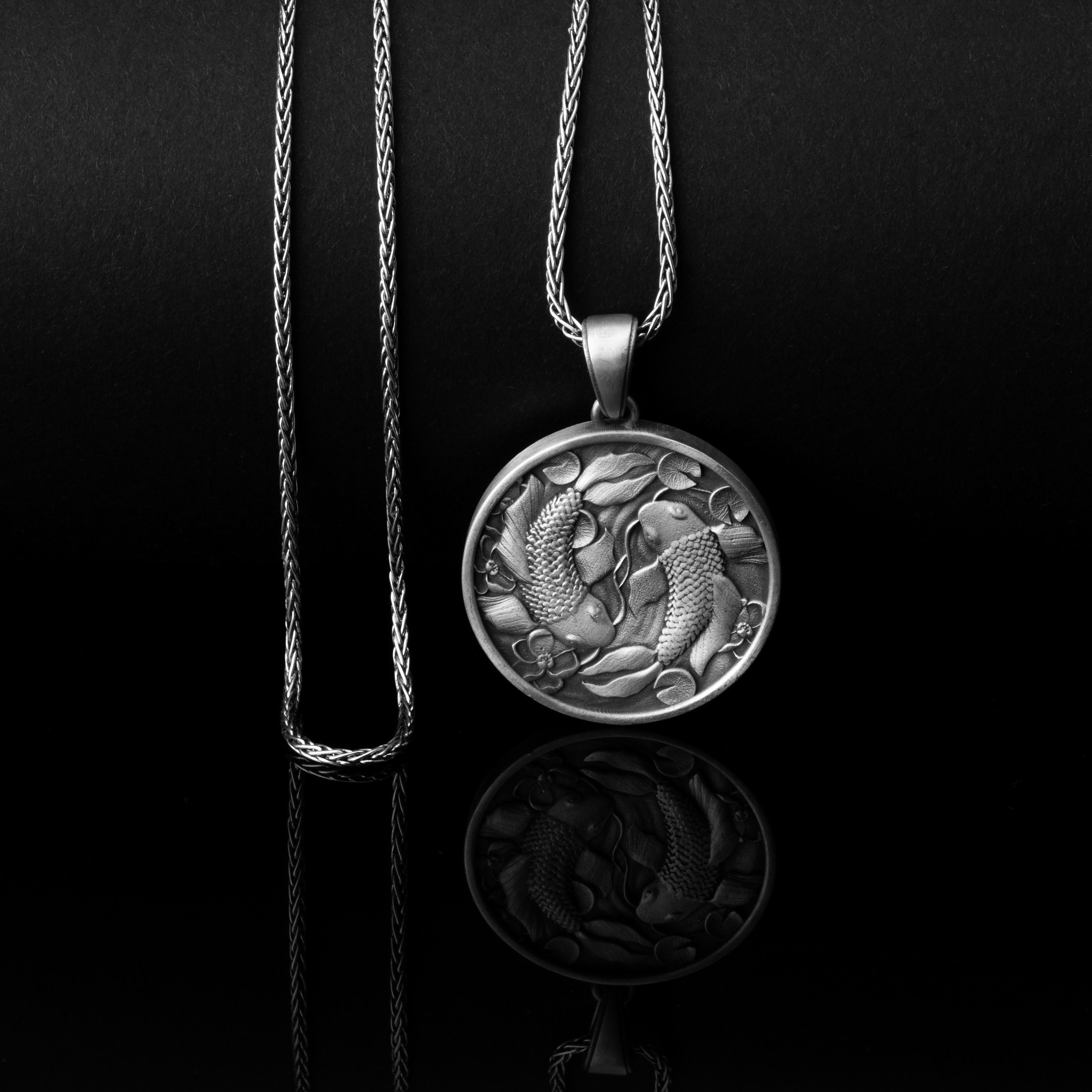 Koi Fish Necklace, Yin Yang Symbol, Sterling Silver, Balance Harmony ...