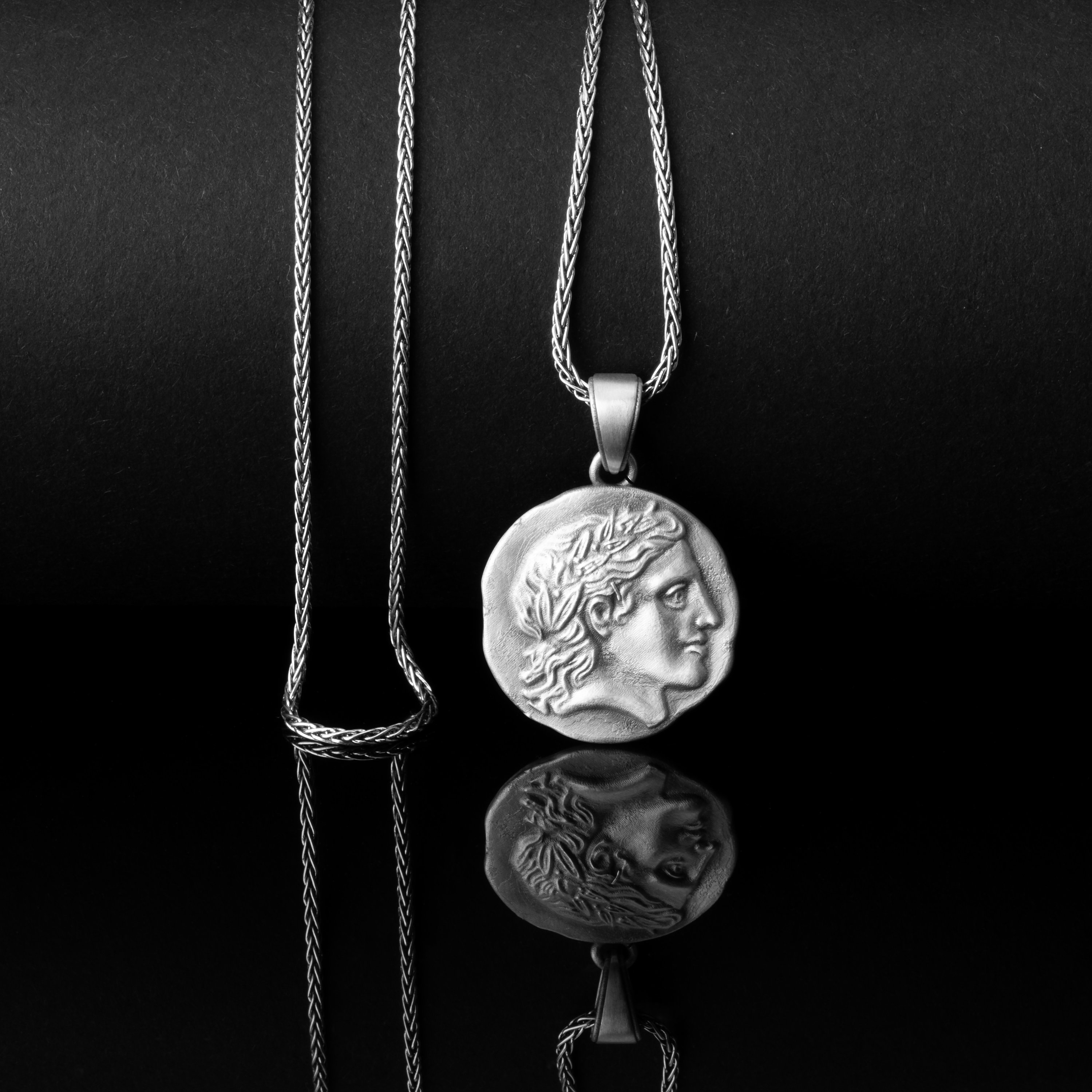 Orpheus Coin, Silver Mythology Necklace, Greek Legends, Lyre Charm ...