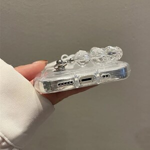 MCLG Cute Whtie Bear Pendant Rhombus Bead Bracelet Clear Soft Case Shockproof Protective Cover ...