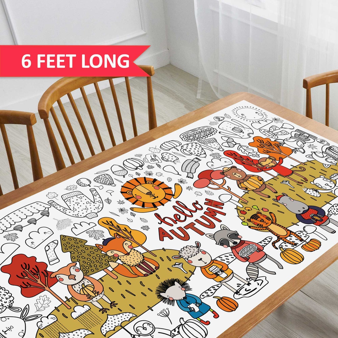 Fall Coloring Poster for Kids: 6-foot Autumn Activity Banner - Etsy