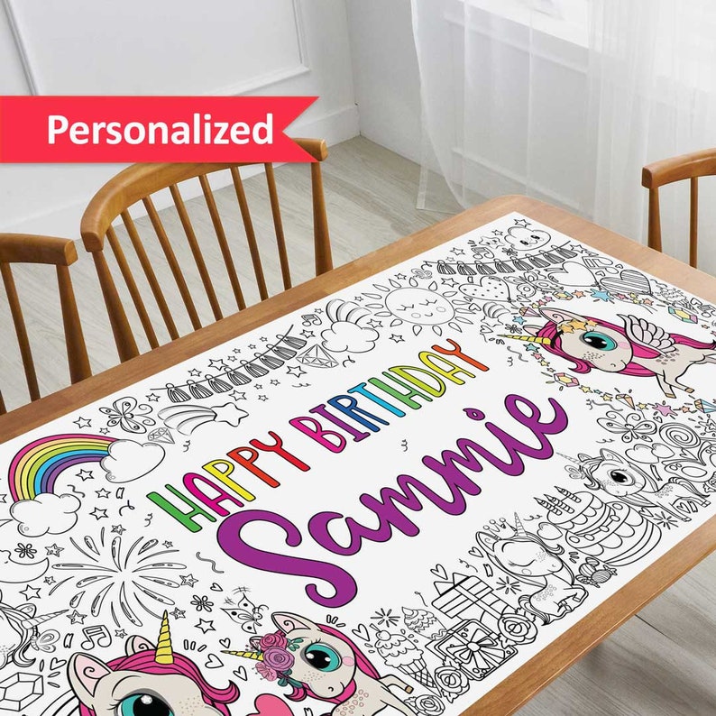 Giant Unicorn Coloring Poster Birthday Party Activity | Unicorn Party ...