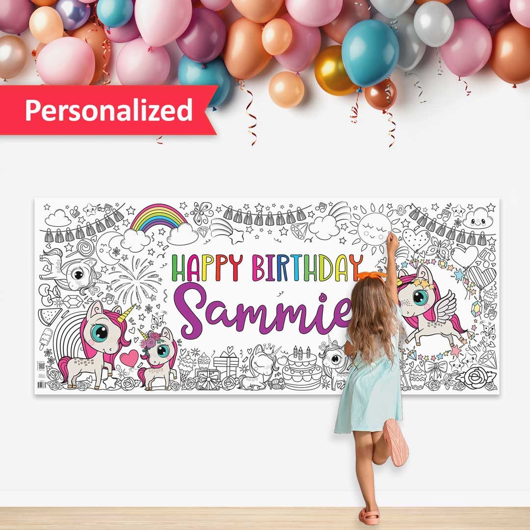 Personalized Unicorn Giant Coloring Poster | Gift for Girl | Unicorn ...