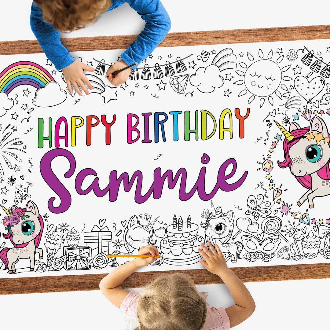 Personalized Unicorn Giant Coloring Poster | Gift for Girl | Unicorn ...