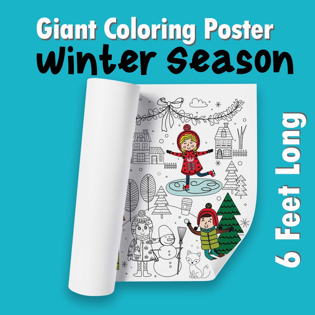 Giant Winter Coloring Poster: Kids' Indoor Activity Sheet (72" X 30 ...