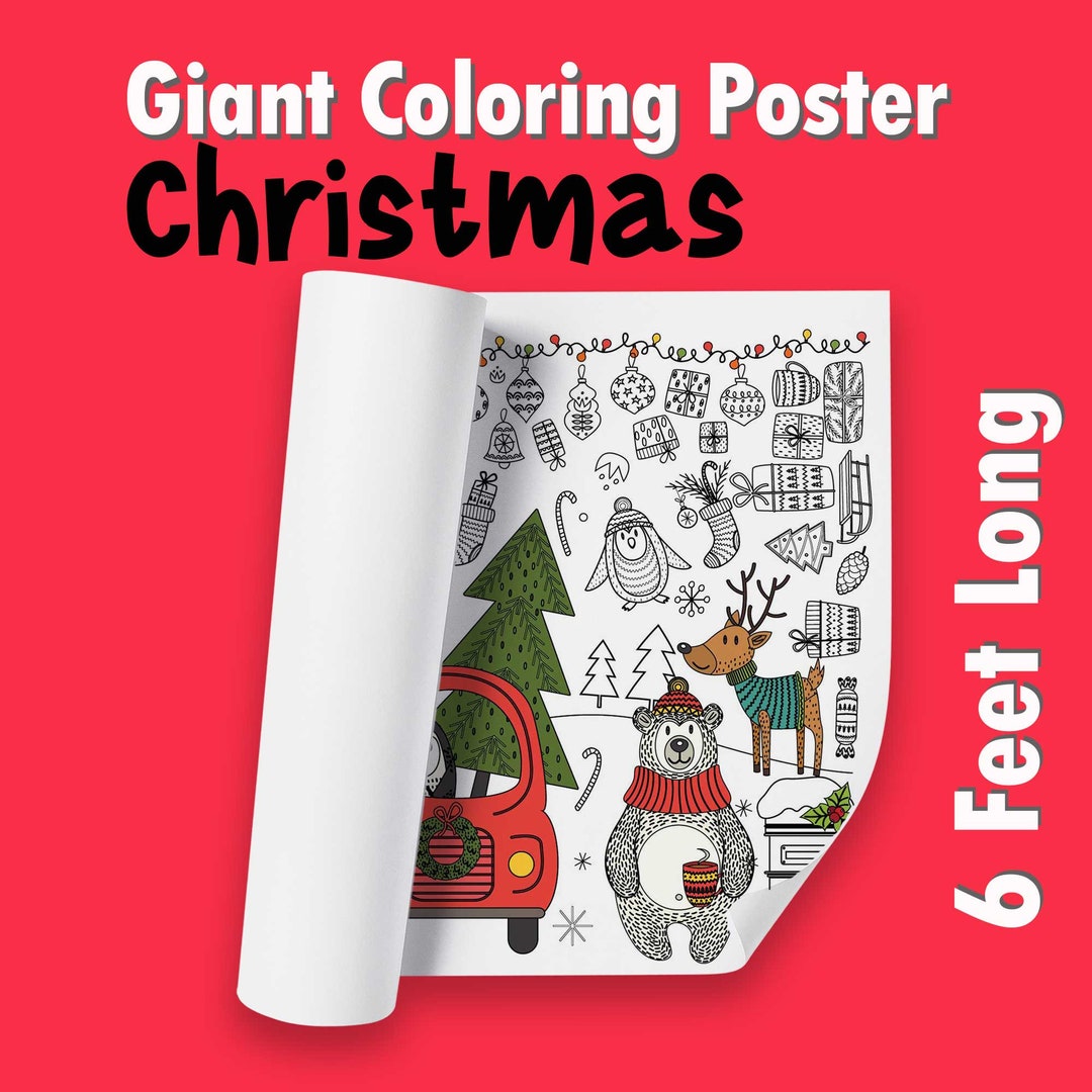 Giant Christmas Coloring Poster for Kids | Coloring Page Banner | Kids ...
