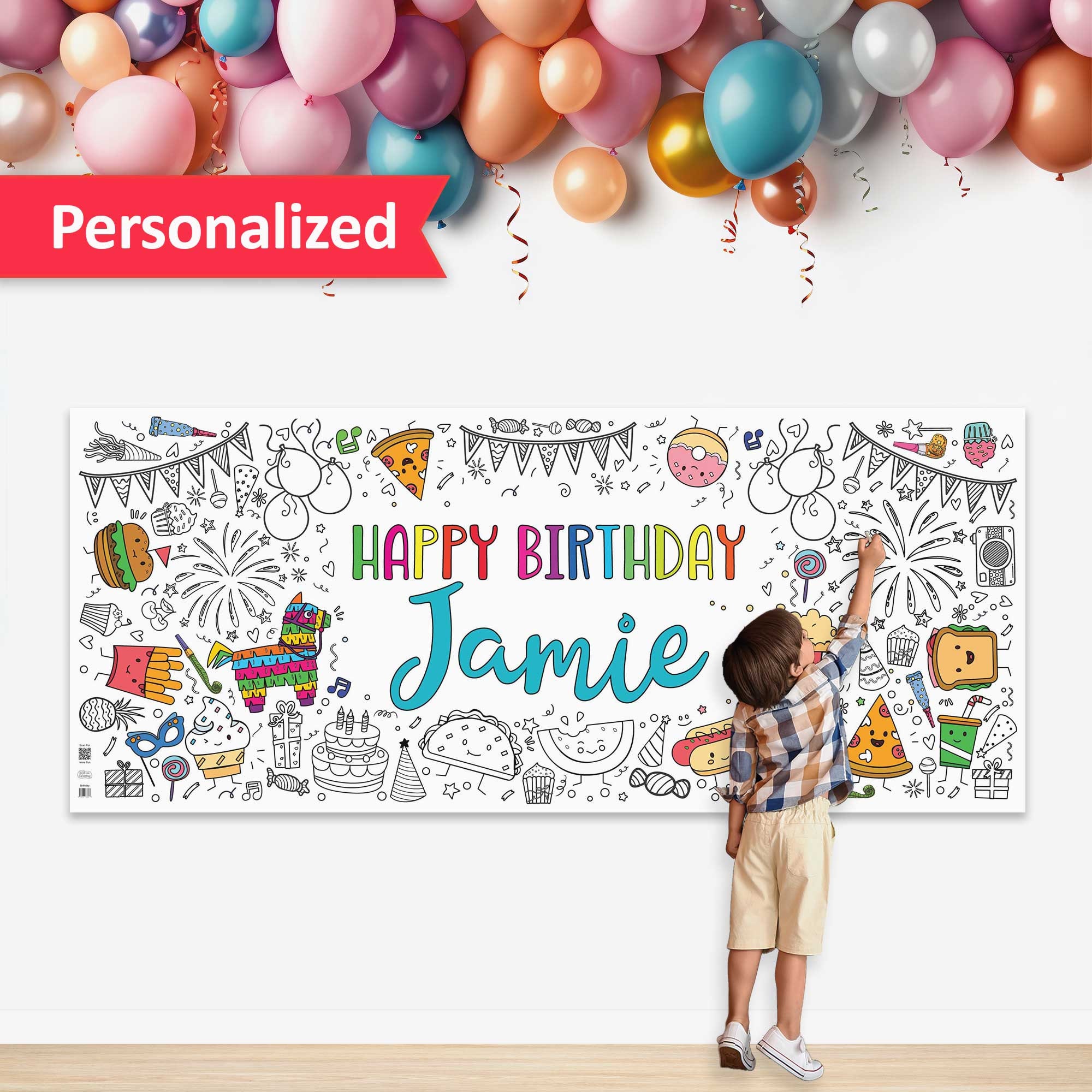 Personalized Coloring Poster for Birthday Party Decoration Game and ...