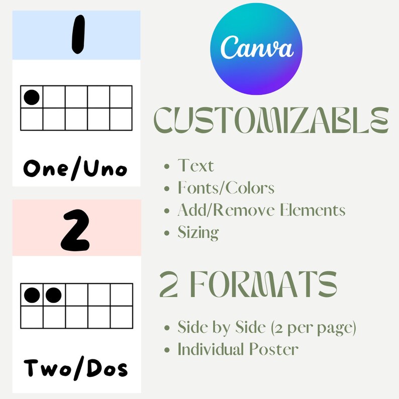 1-10 Number Poster English/spanish Bilingual for Kids | Educational ...