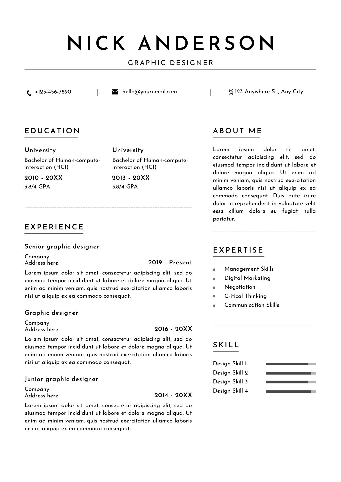 CV TEMPLATE Modèle de CV professionnel. Modèle minimaliste de Cv ...