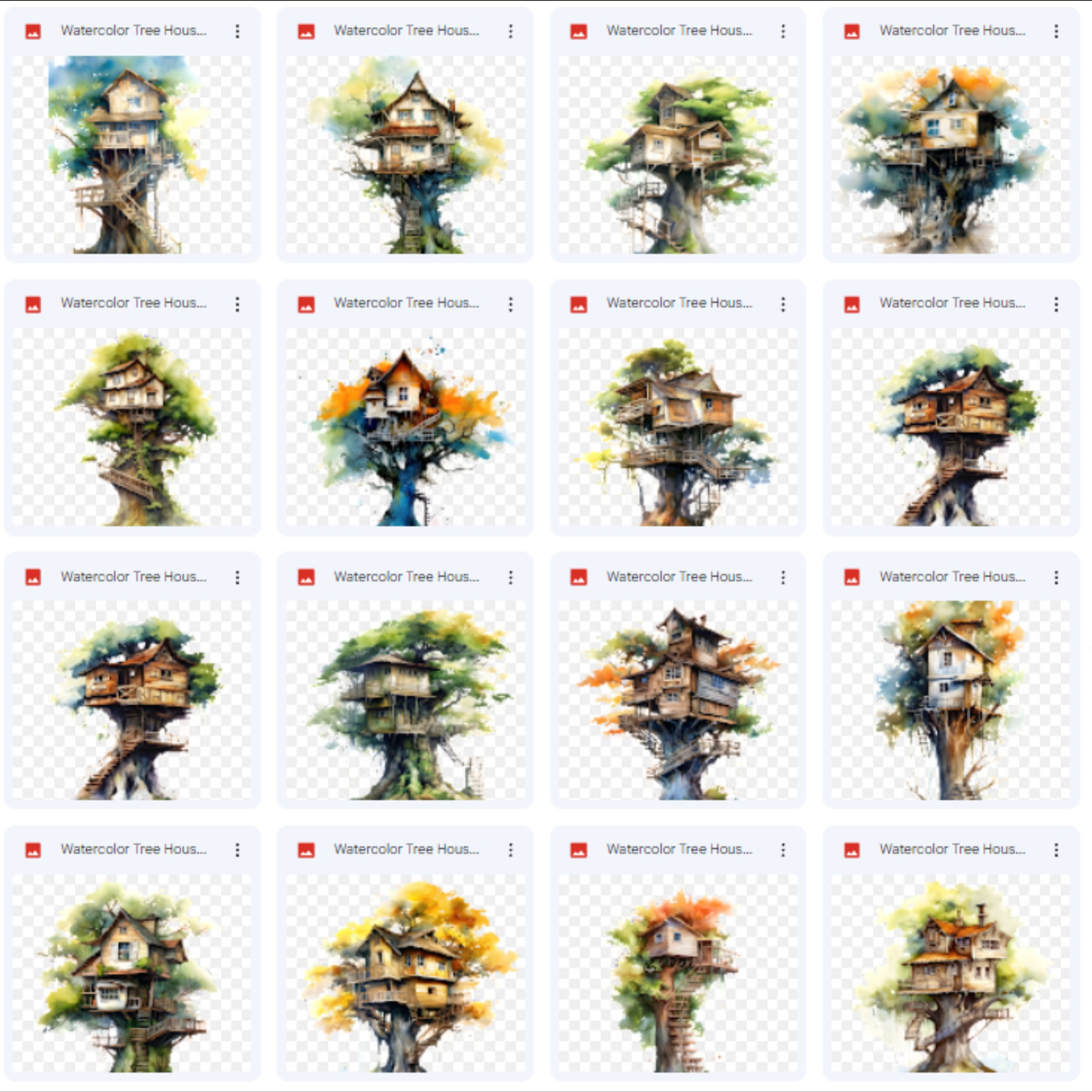 Whimsical Treehouse Delight Enchanting Watercolor Clipart Collection AI ...