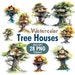 Whimsical Treehouse Delight Enchanting Watercolor Clipart Collection AI ...
