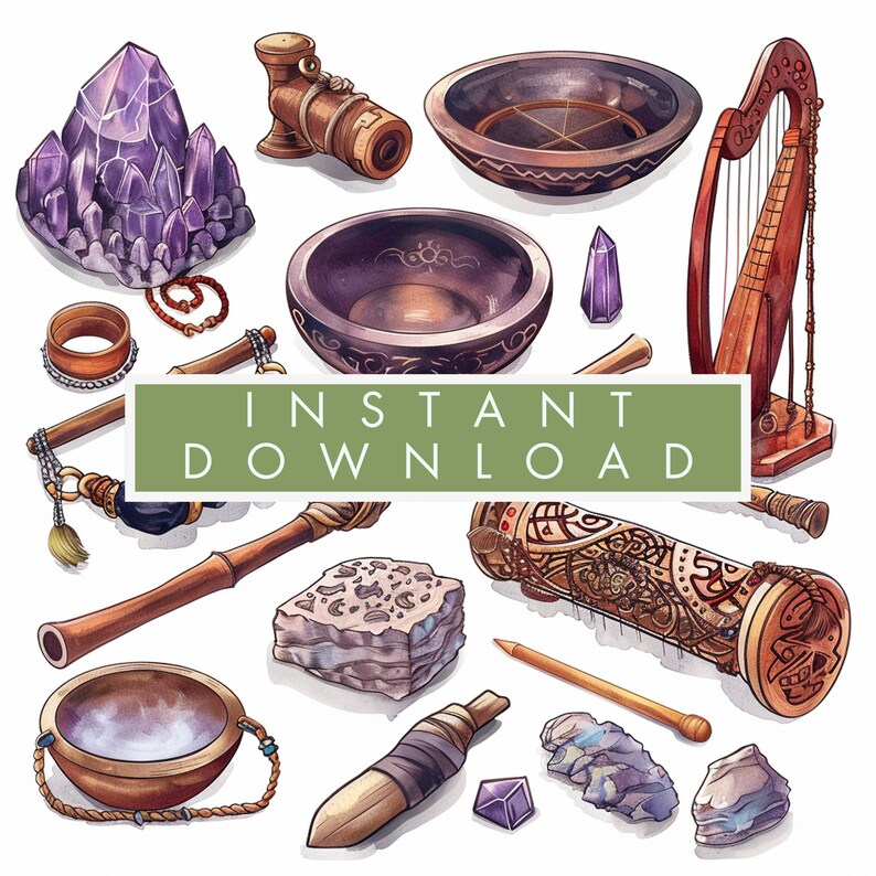 Mystical Vintage Instrument Clipart Bundle High-quality 12x12 Jpgs for ...