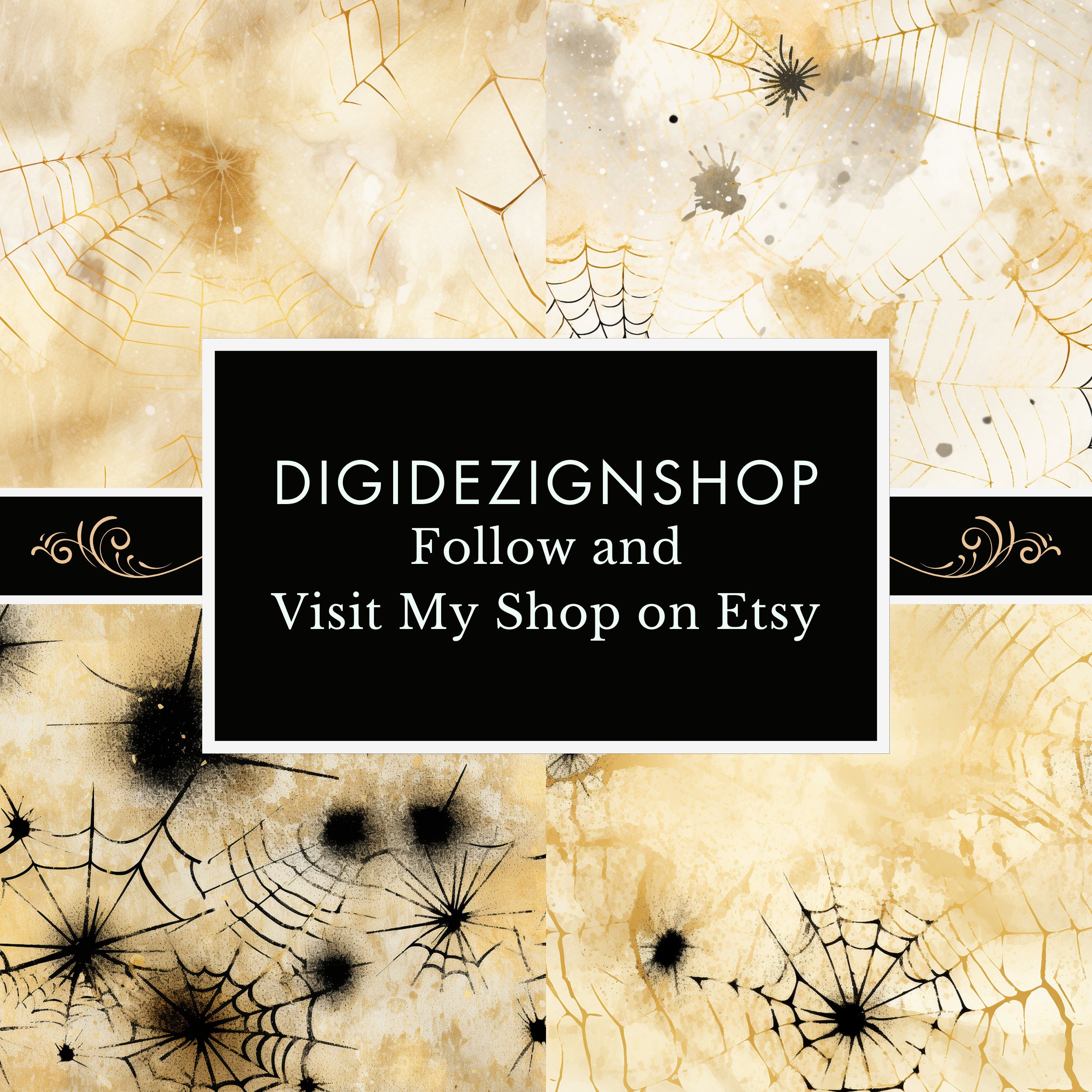 Gold Grunge Cobweb Overlays Digital Paper Halloween Pages, Junk Journal ...