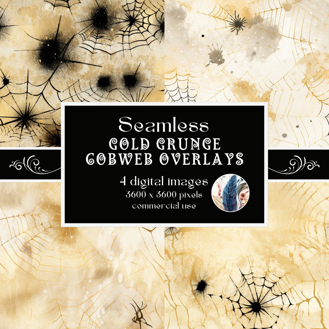 Gold Grunge Cobweb Overlays Digital Paper Halloween Pages, Junk Journal ...