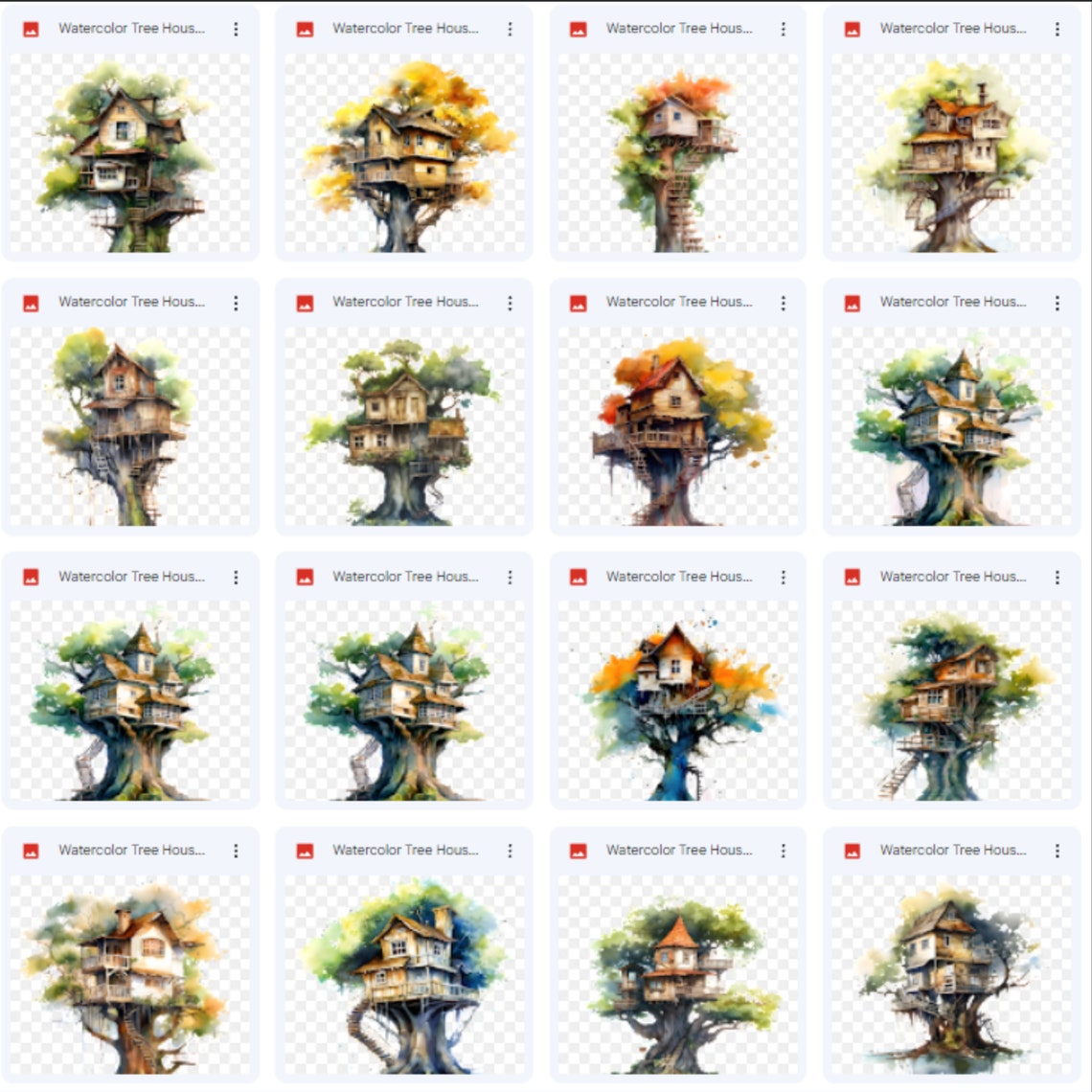 Whimsical Treehouse Delight Enchanting Watercolor Clipart Collection AI ...