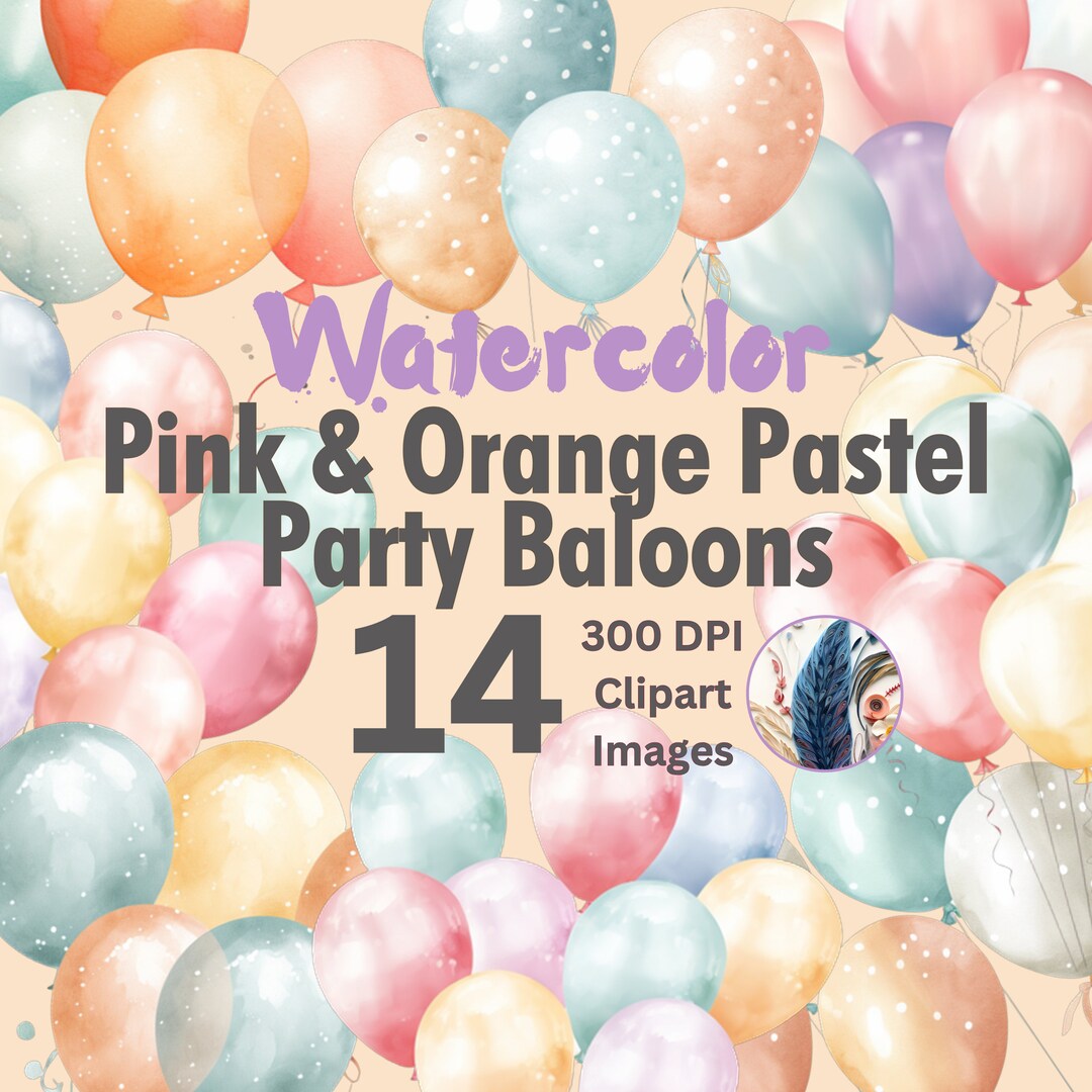 Balloon Clipart Set Pastel Party Balloons Instant Download Clip Art ...