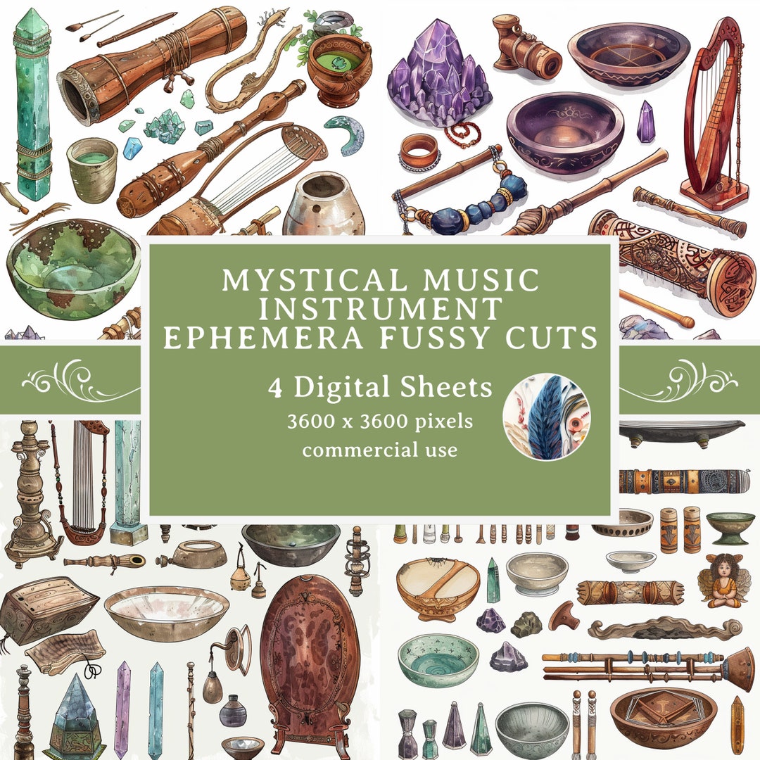 Mystical Vintage Instrument Clipart Bundle High-quality 12x12 Jpgs for ...