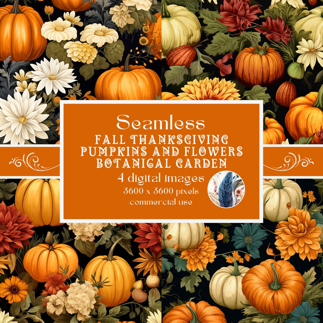 Fall Thanksgiving Pumpkins and Flowers Botanical Garden - Etsy