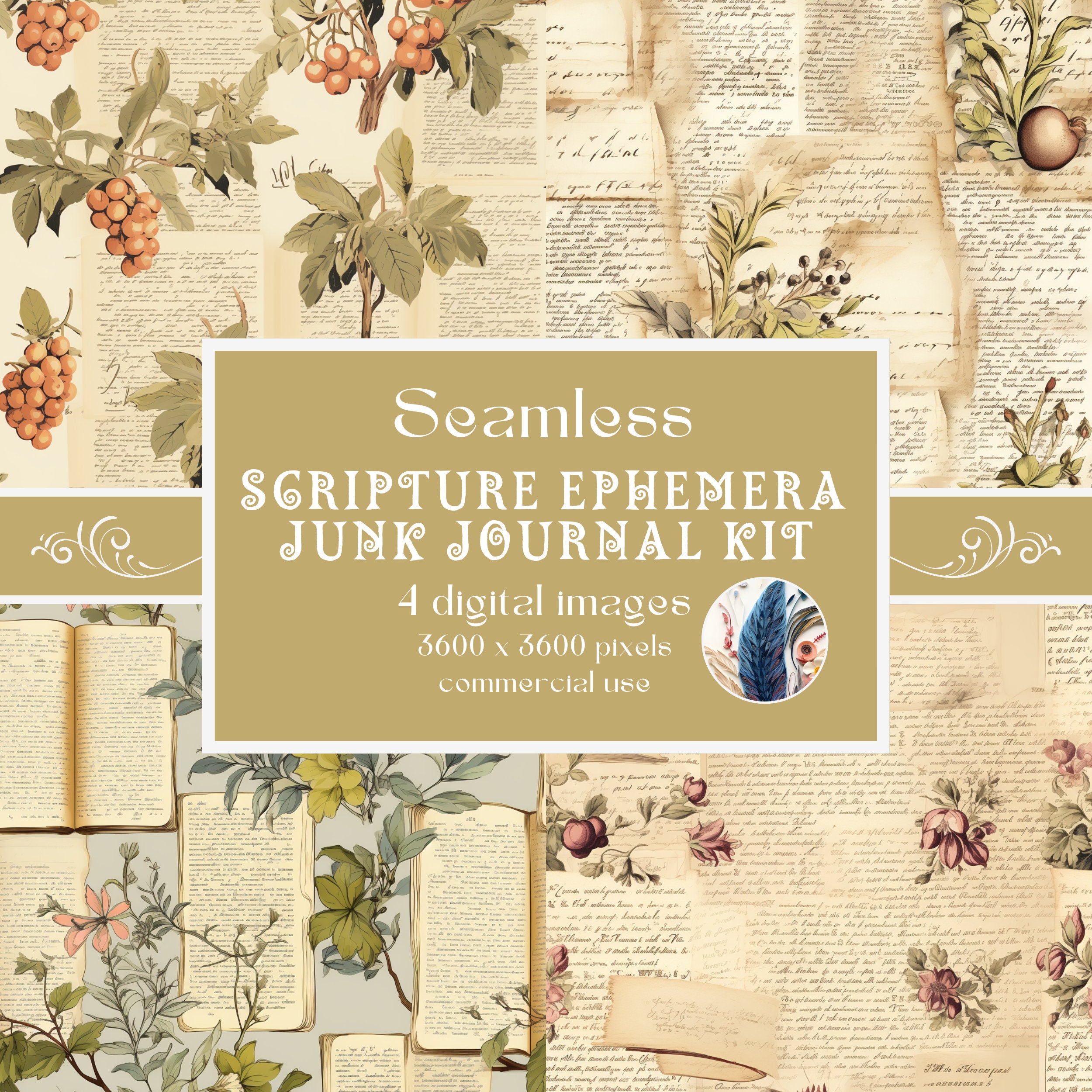 Scripture Ephemera Digital Paper Junk Journal Kit, Vintage, Bible ...