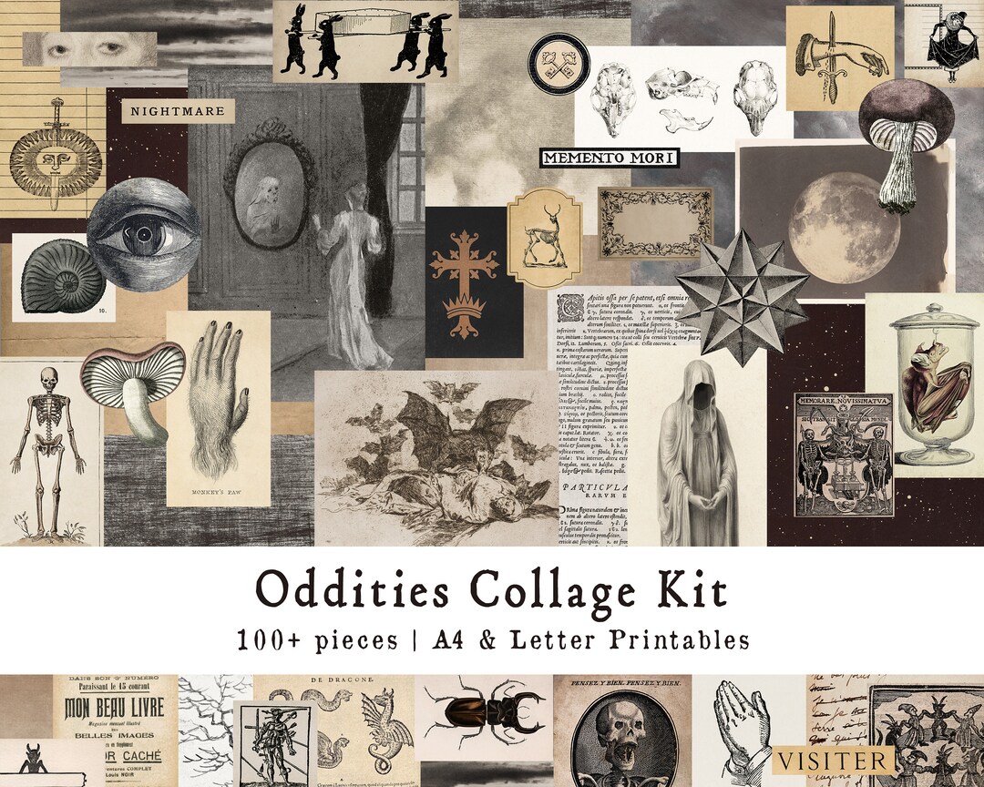 ODDITIES Vintage Collage Kit, Collage Sheet, Gothic, Creepy, Macabre ...