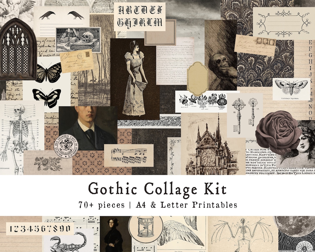 GOTHIC Vintage Collage Kit, Collage Sheet, Dark Academia Haunted Creepy ...