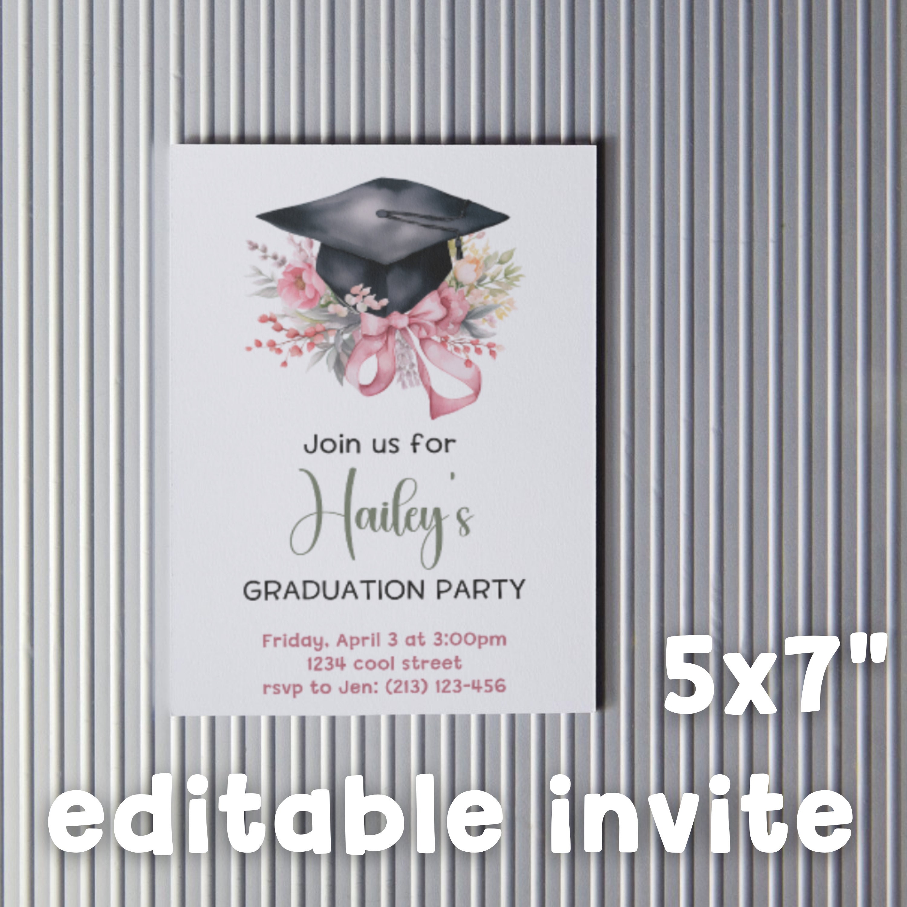 Editable Wildflower Graduation Invitation, Wildflower Graduation ...