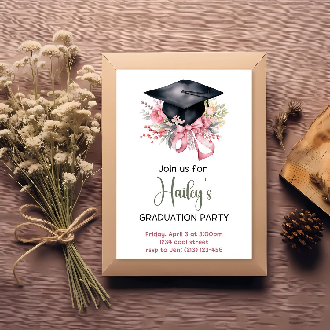 Editable Wildflower Graduation Invitation, Wildflower Graduation ...