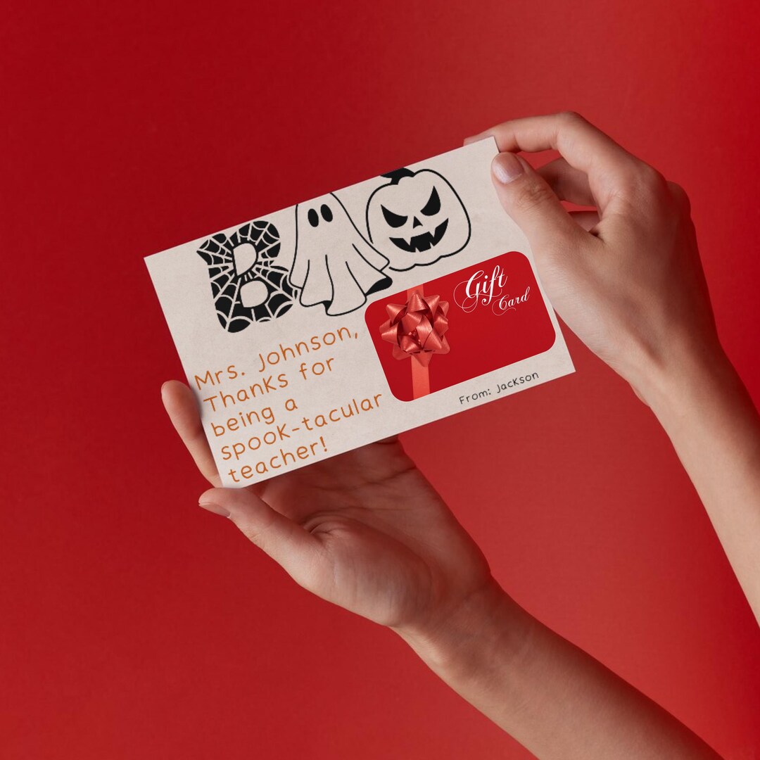Editable Halloween Gift Card Holder, Halloween Teacher Gifts Printable ...