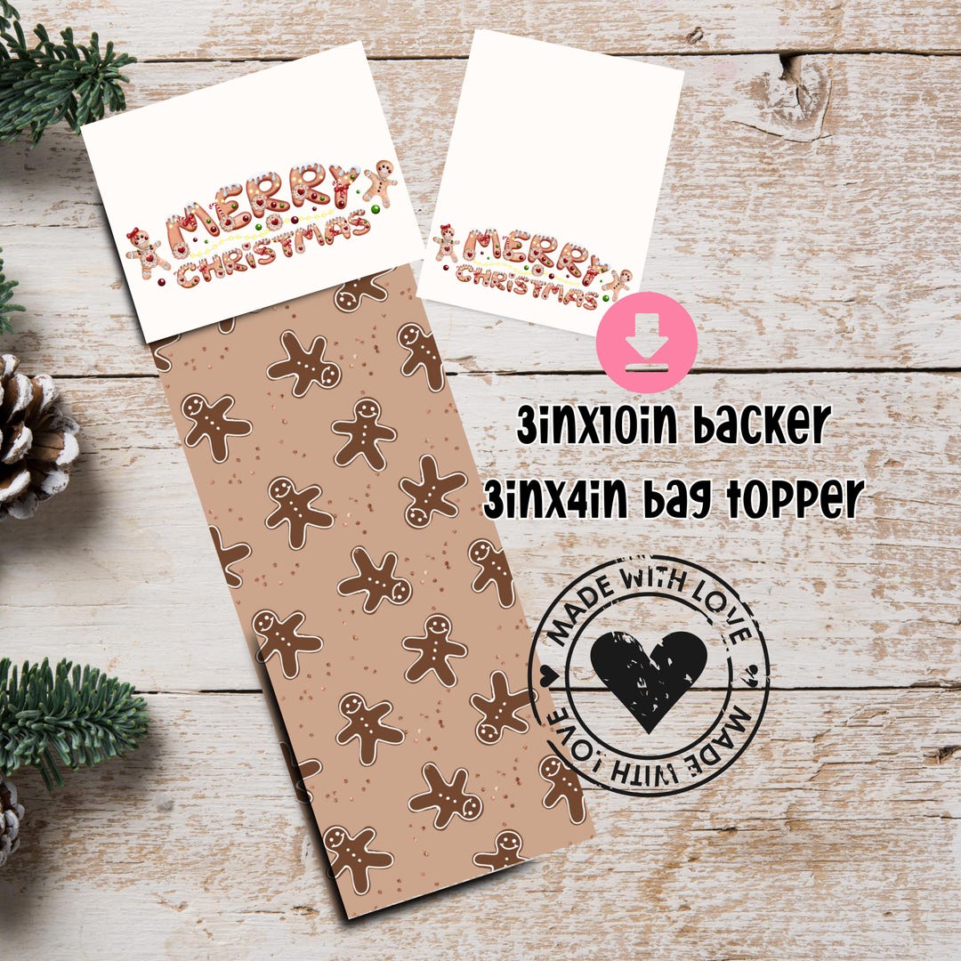 Gingerbread Printable Cookie Backer and Topper, 3x10 & 3 X 4, Merry ...