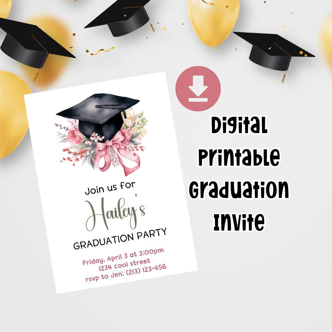 Editable Wildflower Graduation Invitation, Wildflower Graduation ...