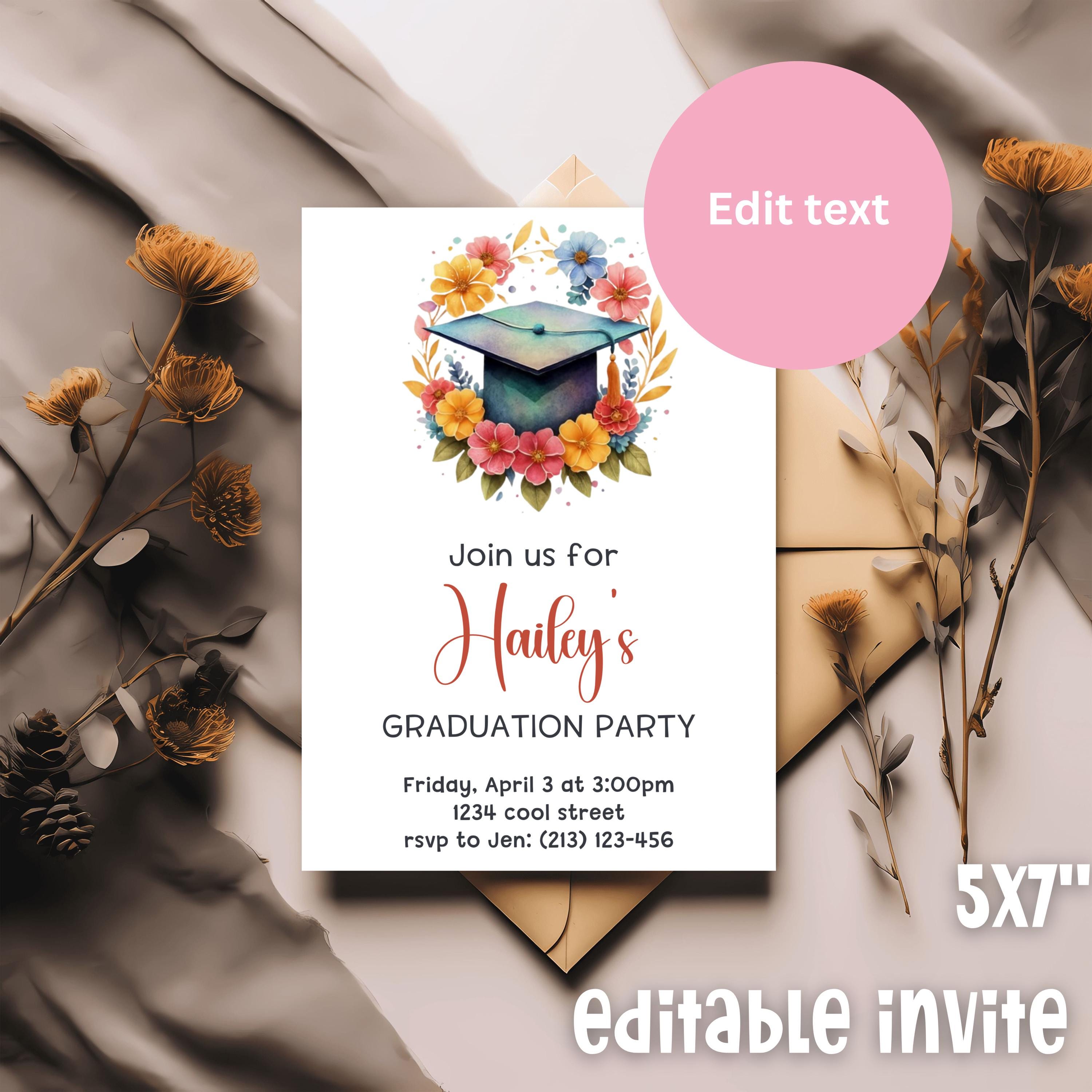 Editable Wildflower Graduation Invitation, Wildflower Graduation ...