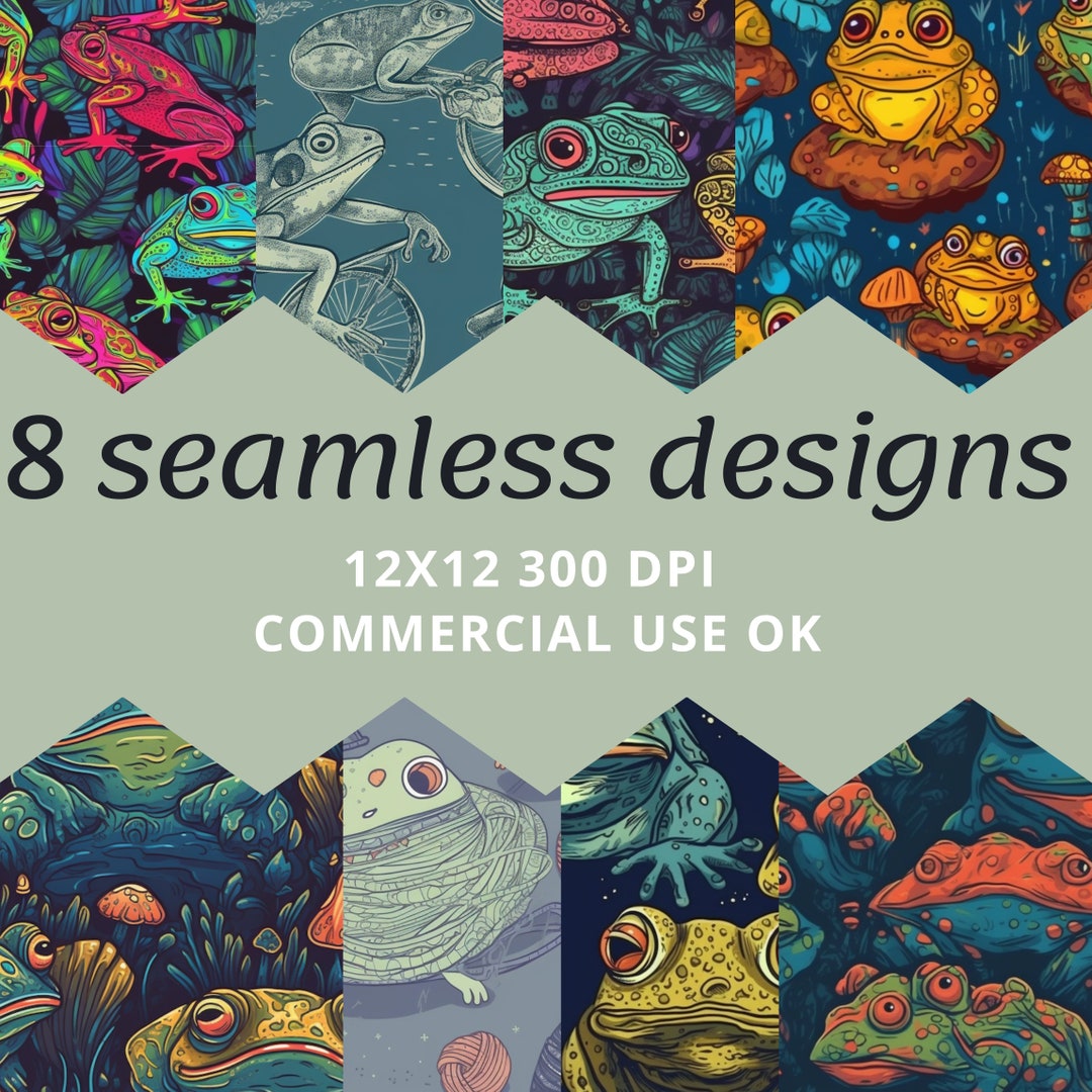 Frogs Seamless Pattern, Toads Repeat Pattern, Cute Cartoon Frogs ...