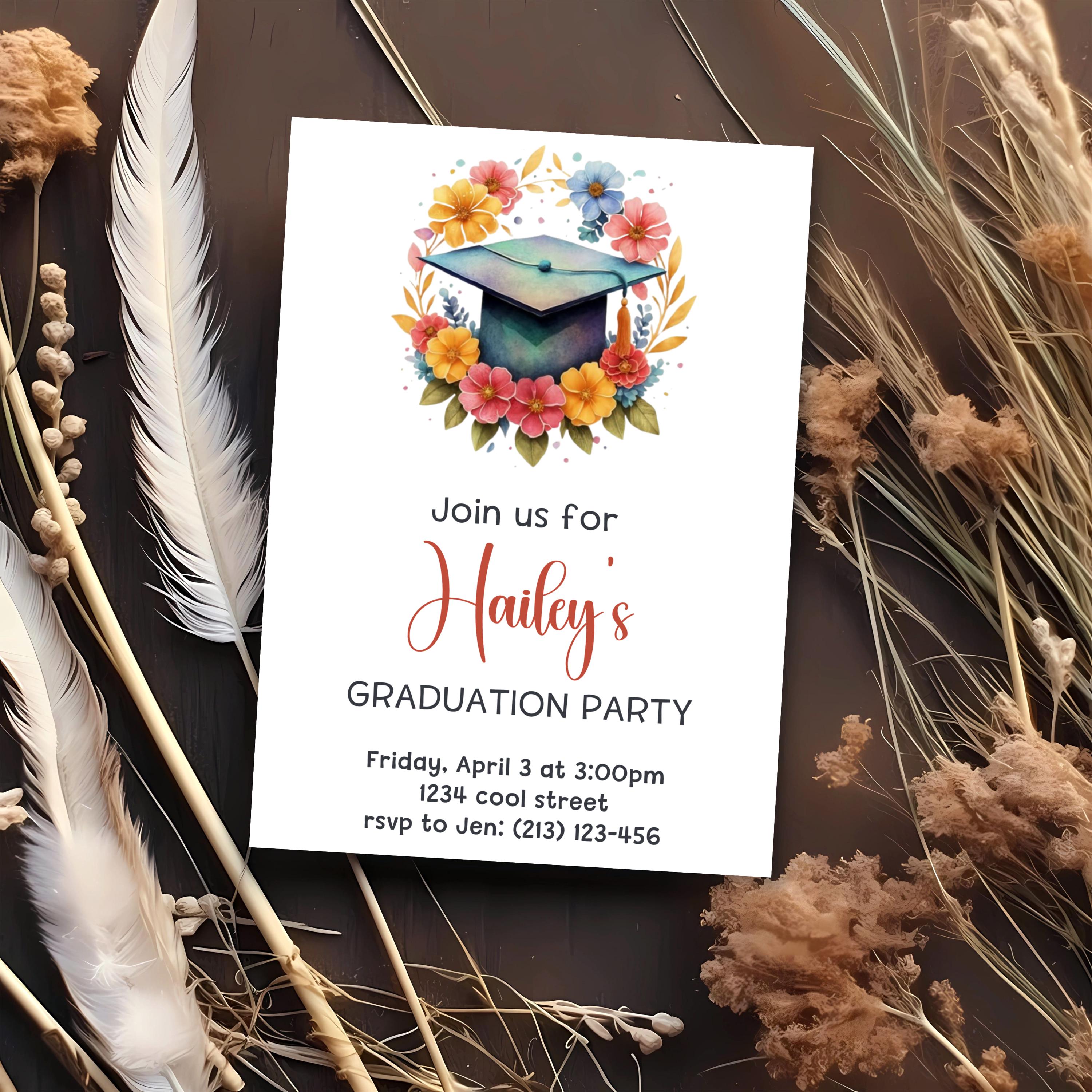 Editable Wildflower Graduation Invitation, Wildflower Graduation ...