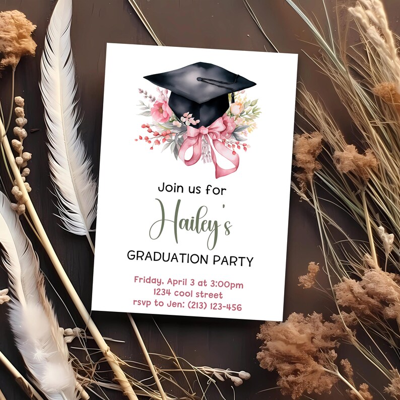 Editable Wildflower Graduation Invitation, Wildflower Graduation ...