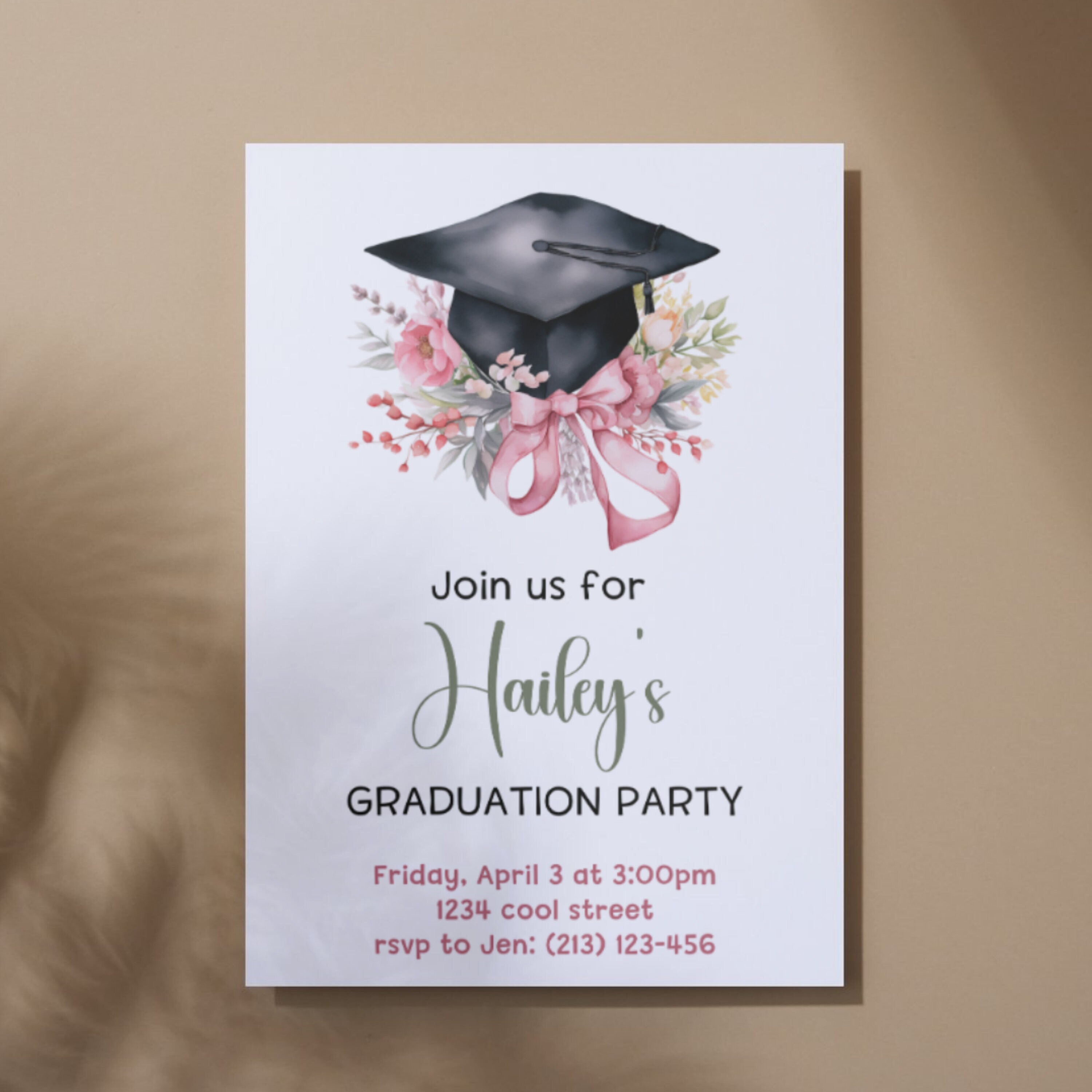 Editable Wildflower Graduation Invitation, Wildflower Graduation ...