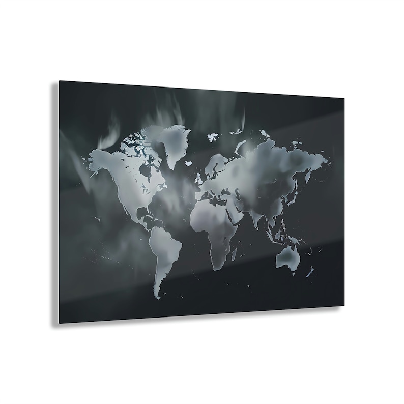 Smoky World Map | Acrylic Wall Art - Etsy