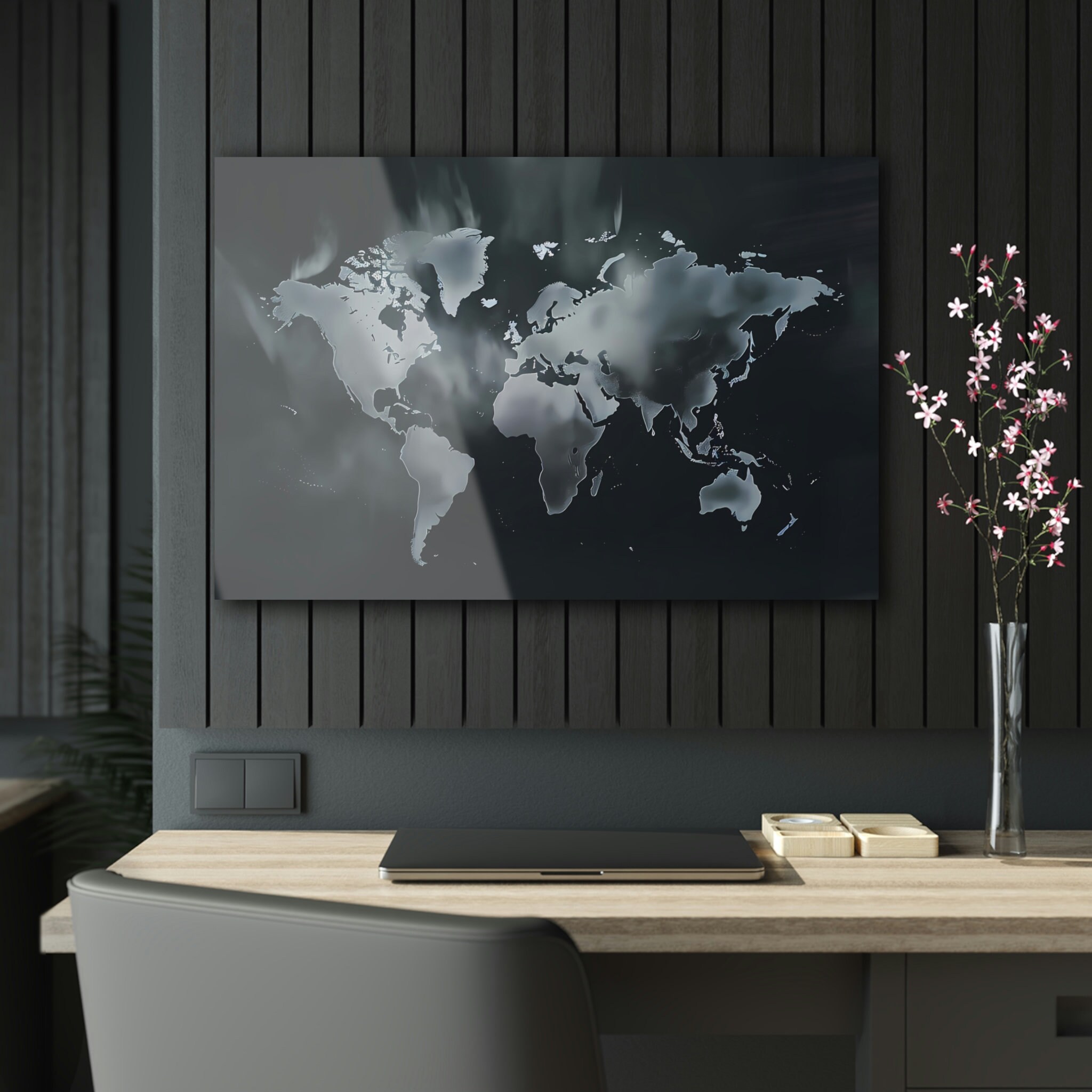 Smoky World Map | Acrylic Wall Art - Etsy