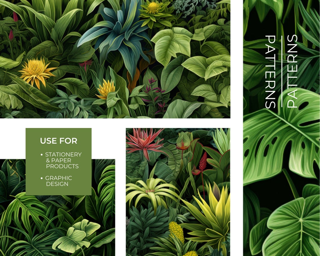 Tropical Plants Patterns Textures Seamless Digital Papers Scrapbook ...