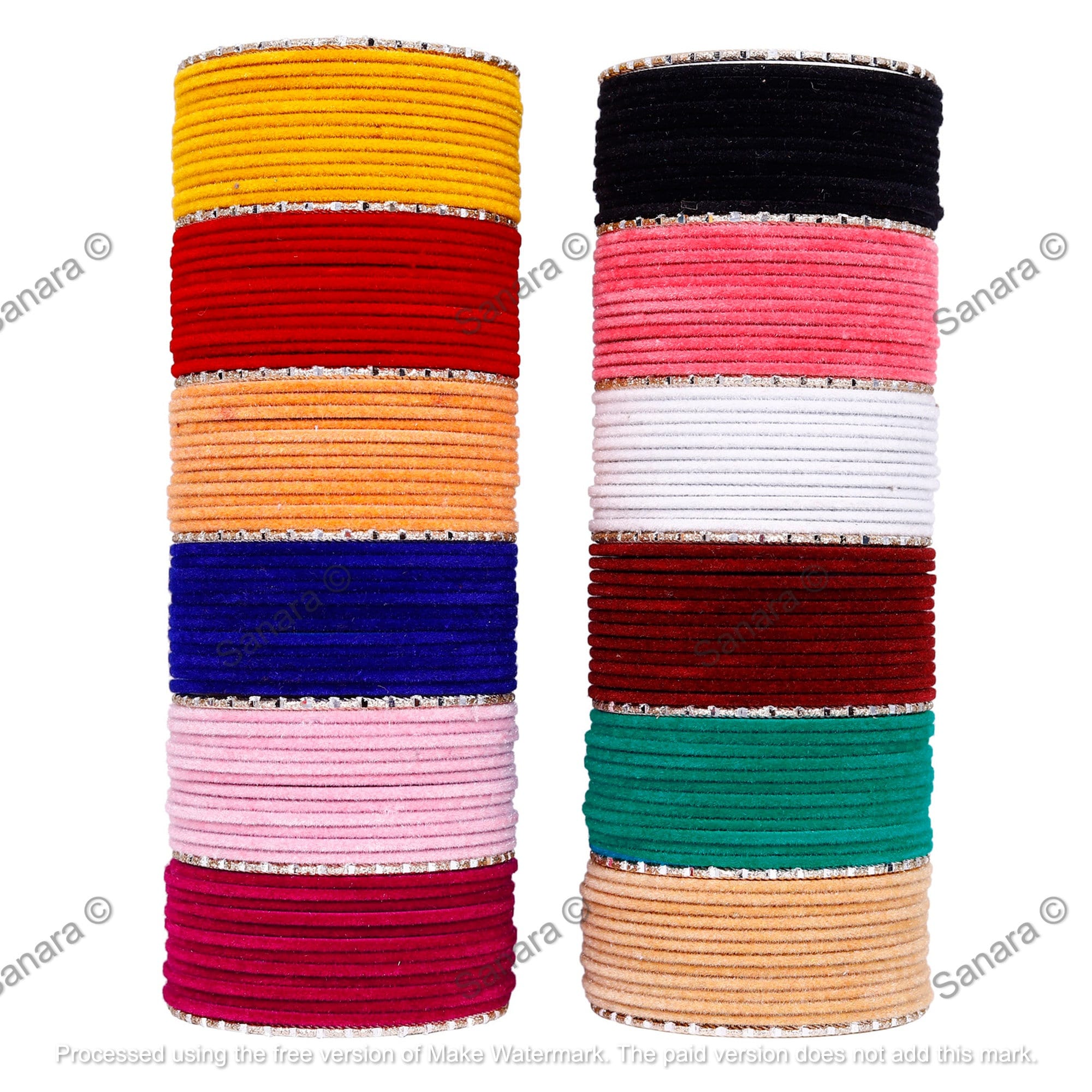 Indian Bollywood Traditional Velvet Multi 12 Color Metal Churi Bangles ...
