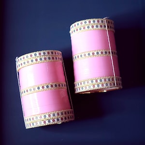 Indian Traditional Plain Pink Chuda Pearl Kada Acrylic Wedding Bridal ...