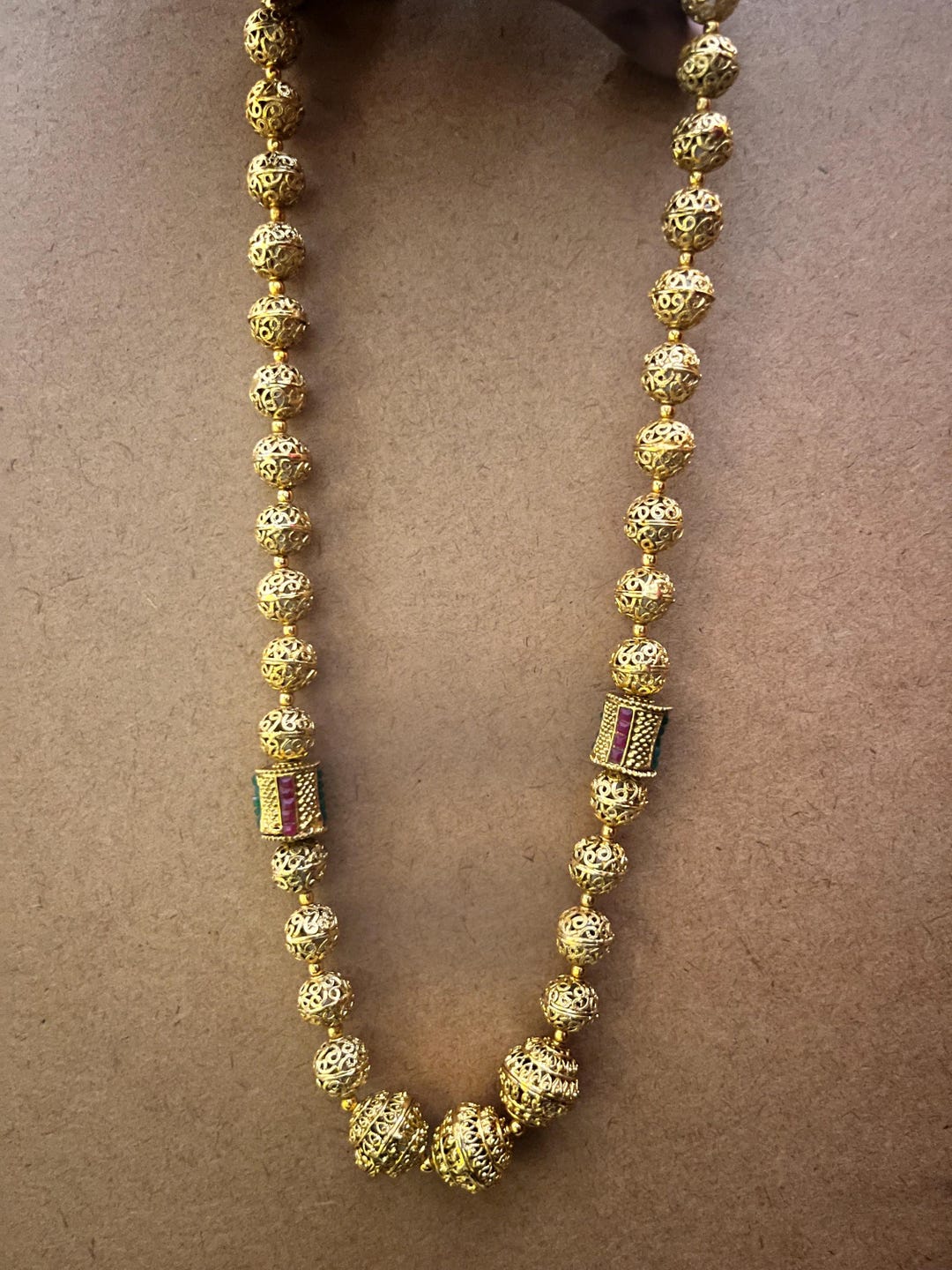 Gold Plated Pearl Chain Long Matar Mala Necklace Wedding Bridal ...