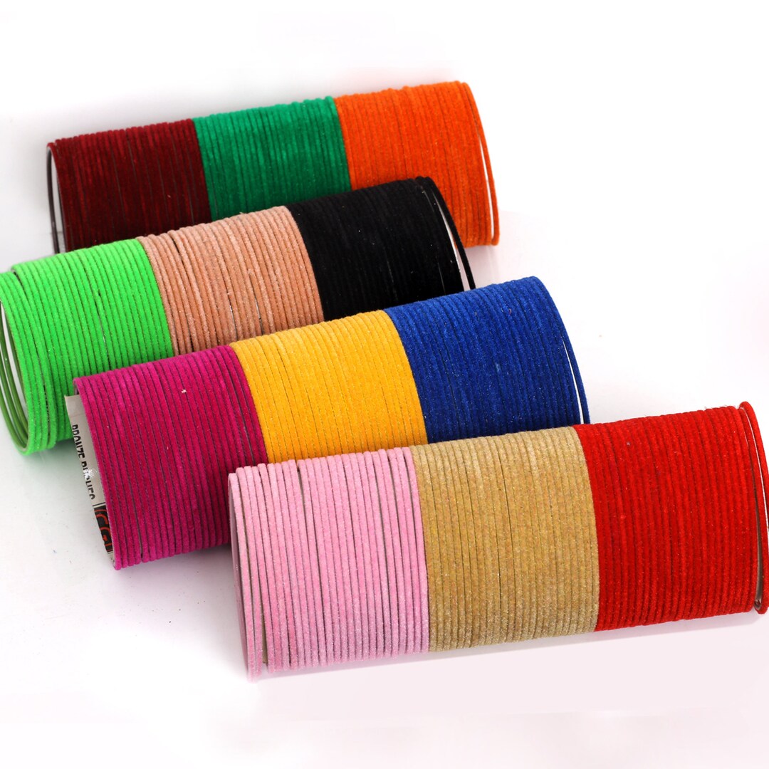 12 Multi Color Velvet Bangles Box, Bracelet Set Wedding Bangles ...