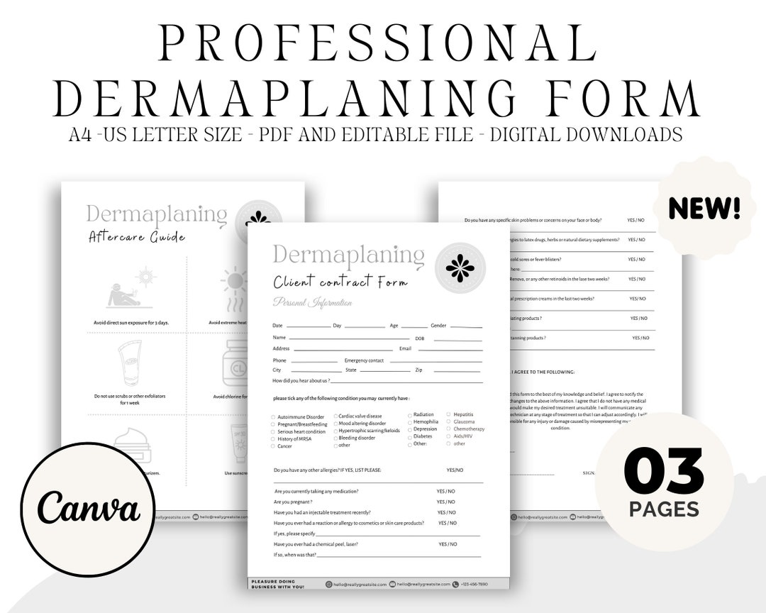 Editable Dermaplaning Consultation Forms, Dermaplaning Form ...