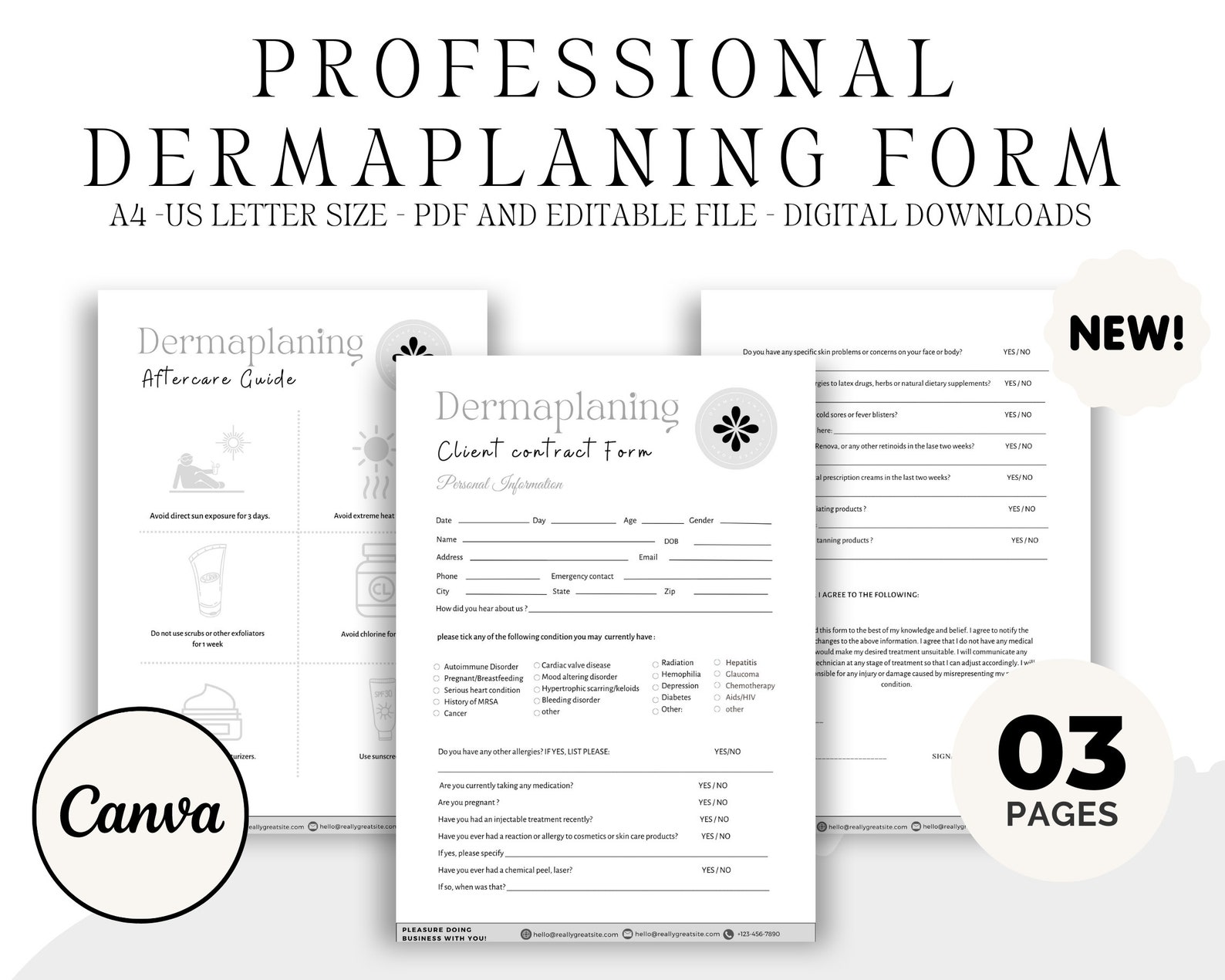Editable Dermaplaning Consultation Forms, Dermaplaning Form ...