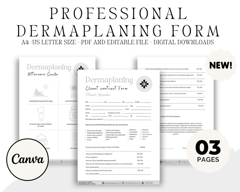 Professional Dermaplaning Form, Dermaplaning Consent, Dermaplaning ...
