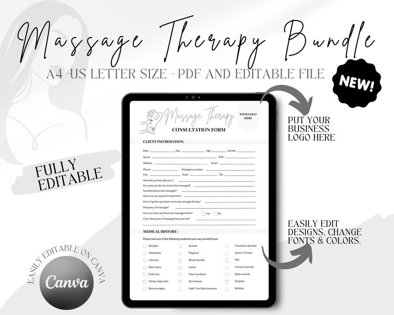 Massage Therapy Form, Massage Template, Massage Therapist, Massage ...
