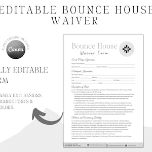 Editable Bounce House Waiver of Liability Form, Bounce House Rental ...