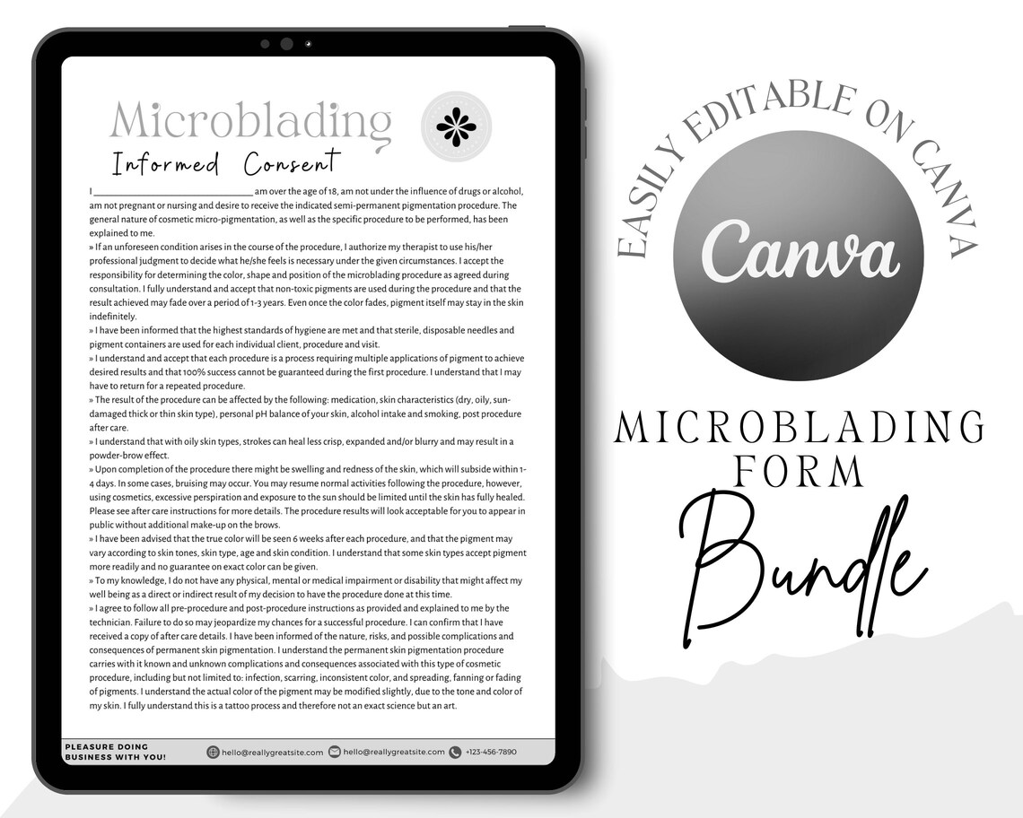 Editable Microblading Forms 7 Pages, Esthetician Forms,beauty Salon ...