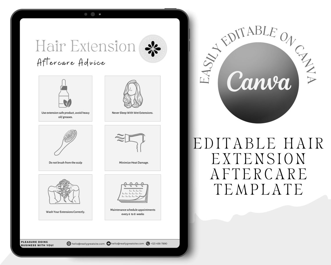 Hair Extension Aftercare Advice Card, Hair Extensions Contract, Hair ...