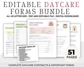 Editable Daycare Contract Forms 51 Pages, Daycare Starter Kit ...